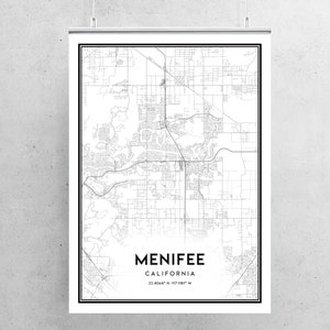Menifee Map Print, Menifee Map Poster Wall Art, Ca City Map, California ...