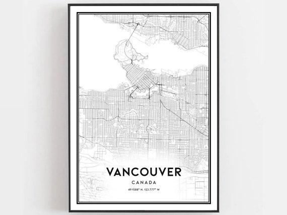 Vancouver Map Print Vancouver Map Poster Wall Art Vancouver | Etsy
