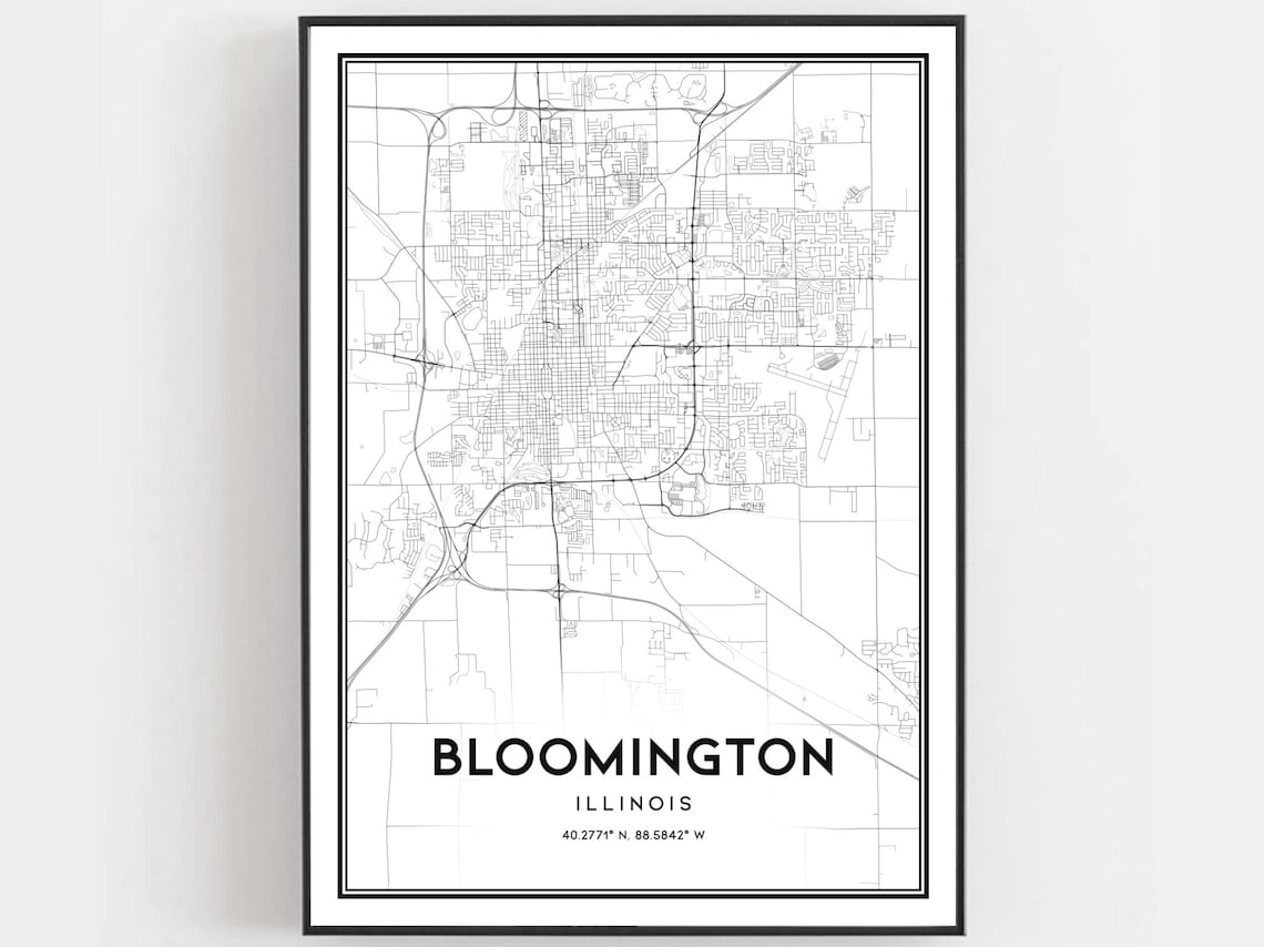 Bloomington Map Print, Bloomington Map Poster Wall Art, Il City Map ...