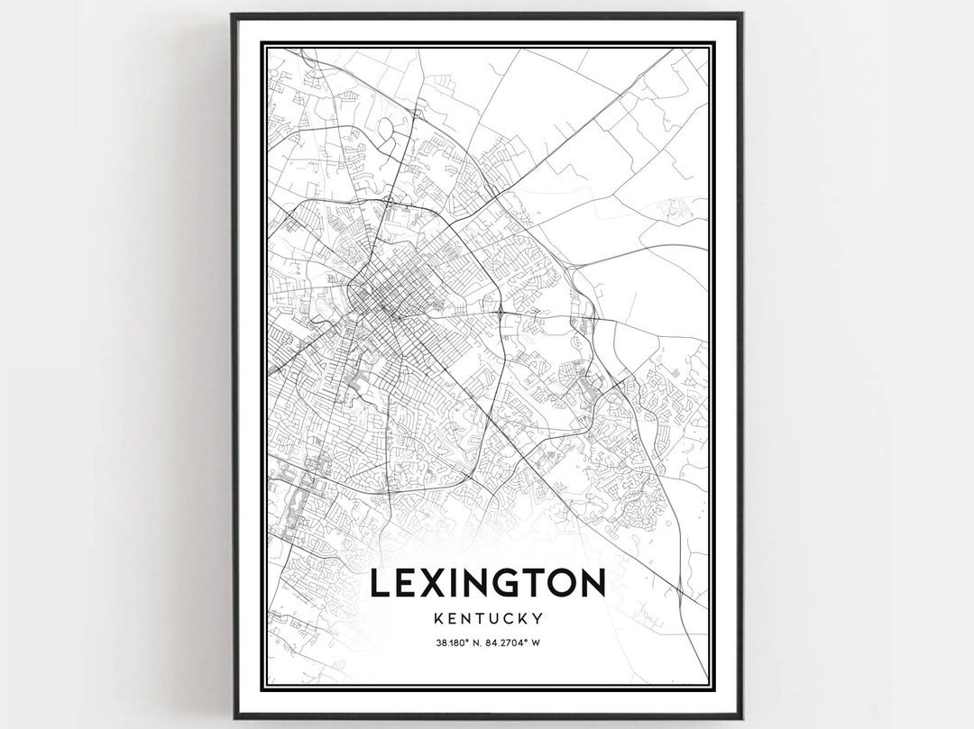 Lexington Map Print, Lexington Map Poster Wall Art, Ky City Map ...