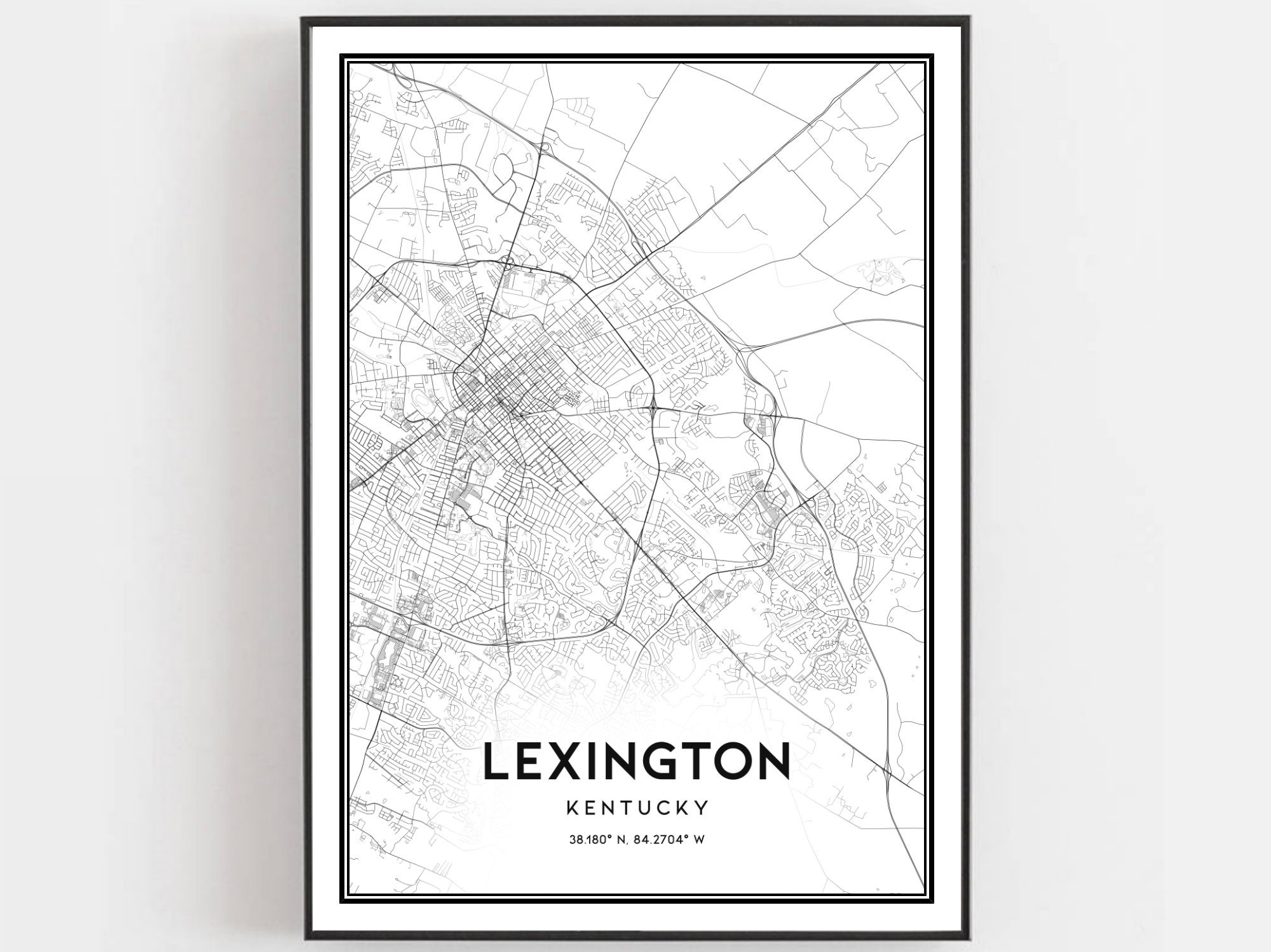 Lexington Map Print Lexington Map Poster Wall Art Ky City - Etsy