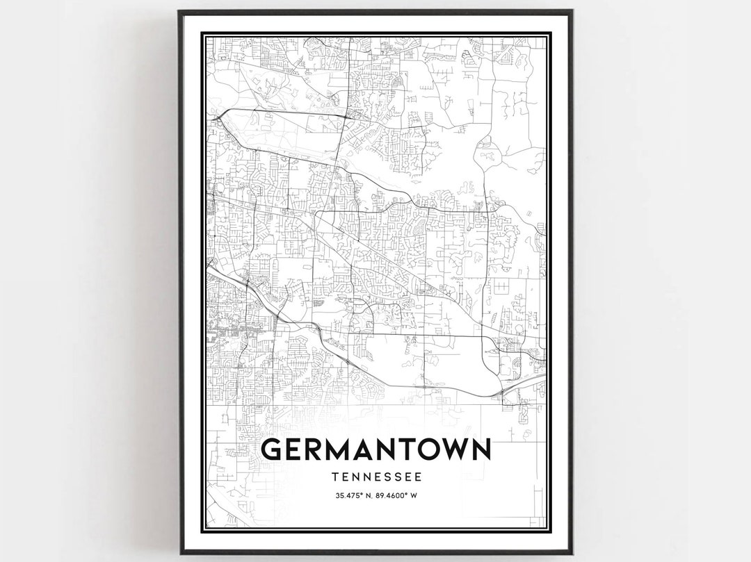 Germantown Map Print, Germantown Map Poster Wall Art, Tn City Map ...