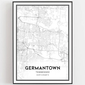 Germantown Map Print, Germantown Map Poster Wall Art, Tn City Map ...