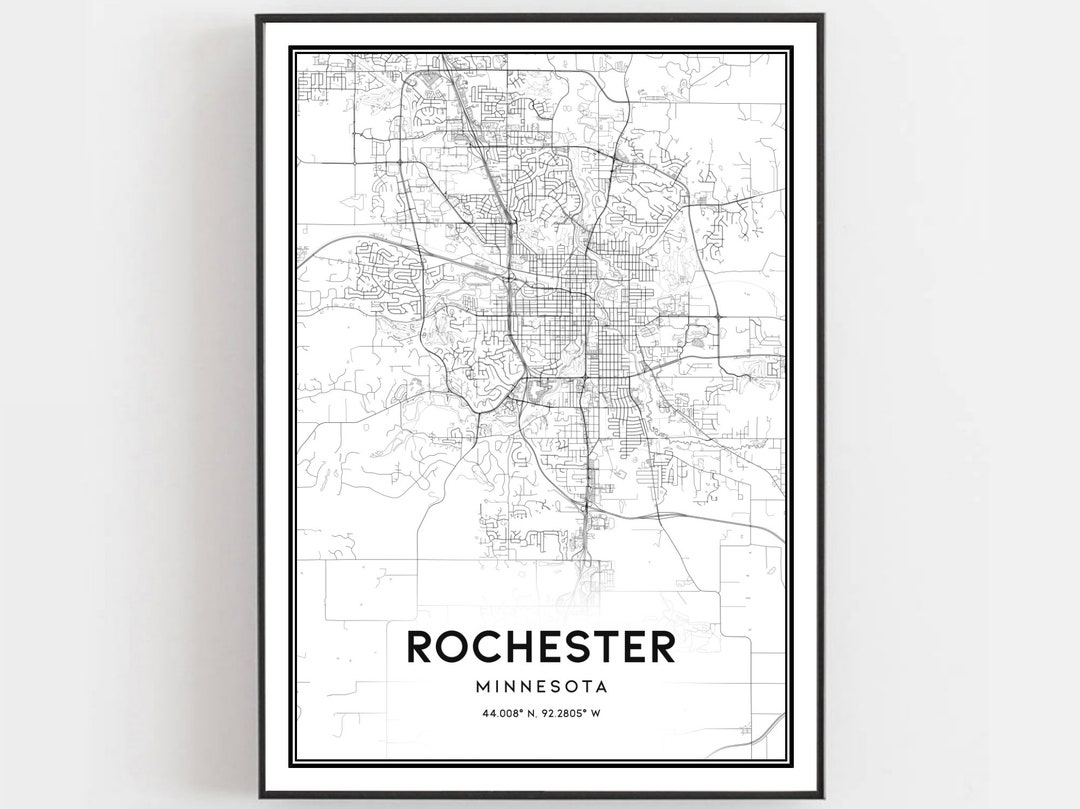 Rochester Map Print, Rochester Map Poster Wall Art, Mn City Map ...