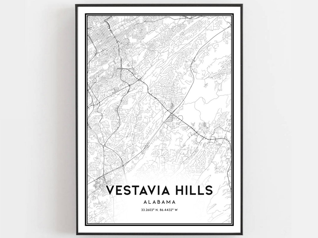 Vestavia Hills Map Print, Vestavia Hills Map Poster Wall Art, Al City ...