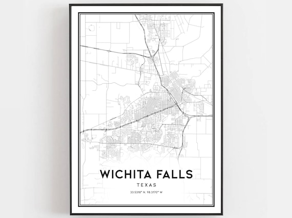 Wichita Falls Map Print Wichita Falls Map Poster Wall Art Tx | Etsy
