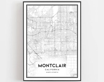 Montclair Map Print, Montclair Map Poster Wall Art, Ca City Map ...