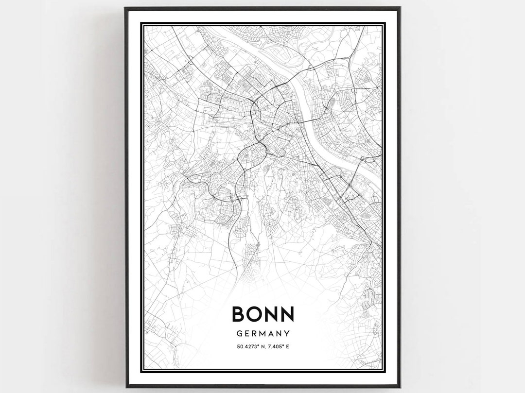 Bonn Map Print, Bonn Map Poster Wall Art, Bonn City Map, Bonn Print ...