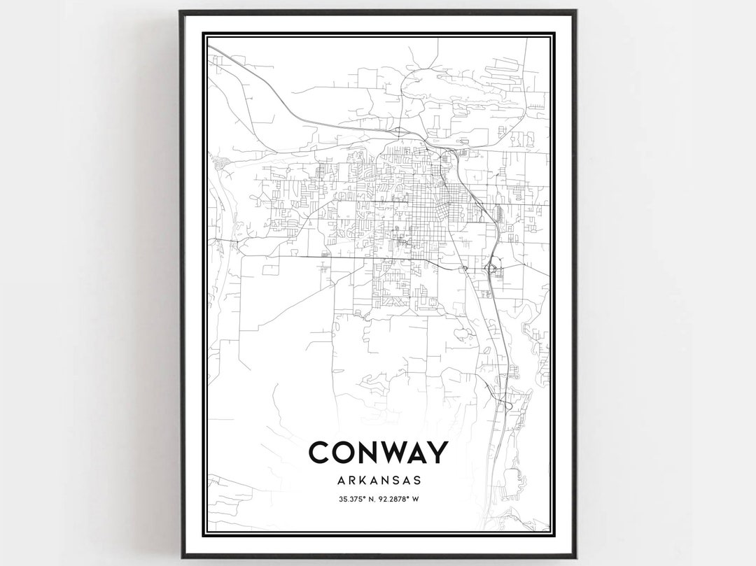 Conway Map Print, Conway Map Poster Wall Art, Ar City Map, Arkansas ...