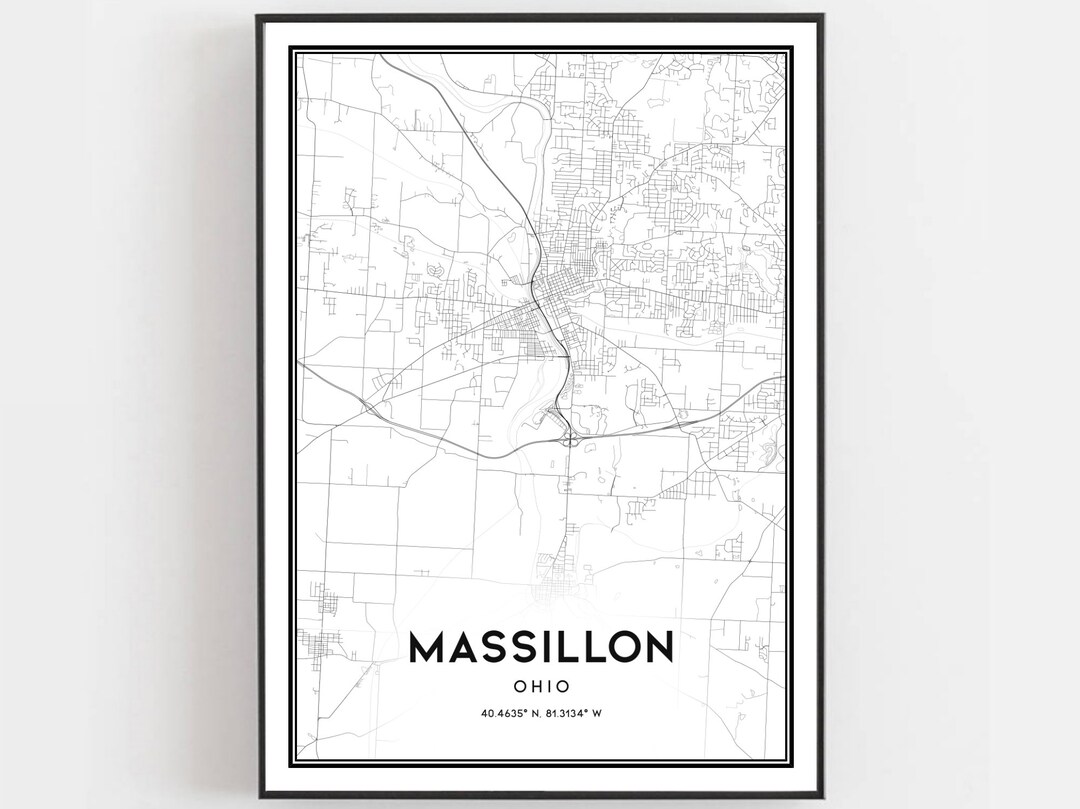Massillon Map Print, Massillon Map Poster Wall Art, Oh City Map, Ohio ...