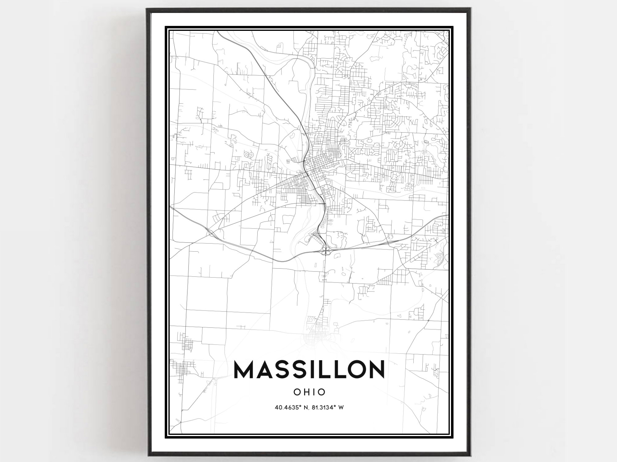 Massillon Map Print, Massillon Map Poster Wall Art, Oh City Map, Ohio ...