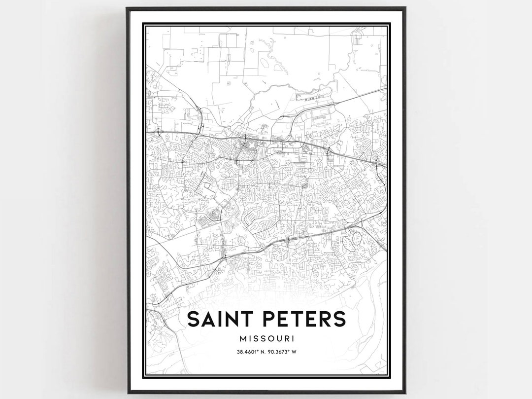 Saint Peters Map Print, Saint Peters Map Poster Wall Art, Mo City Map ...