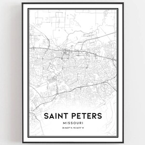 Saint Peters Map Print, Saint Peters Map Poster Wall Art, Mo City Map ...