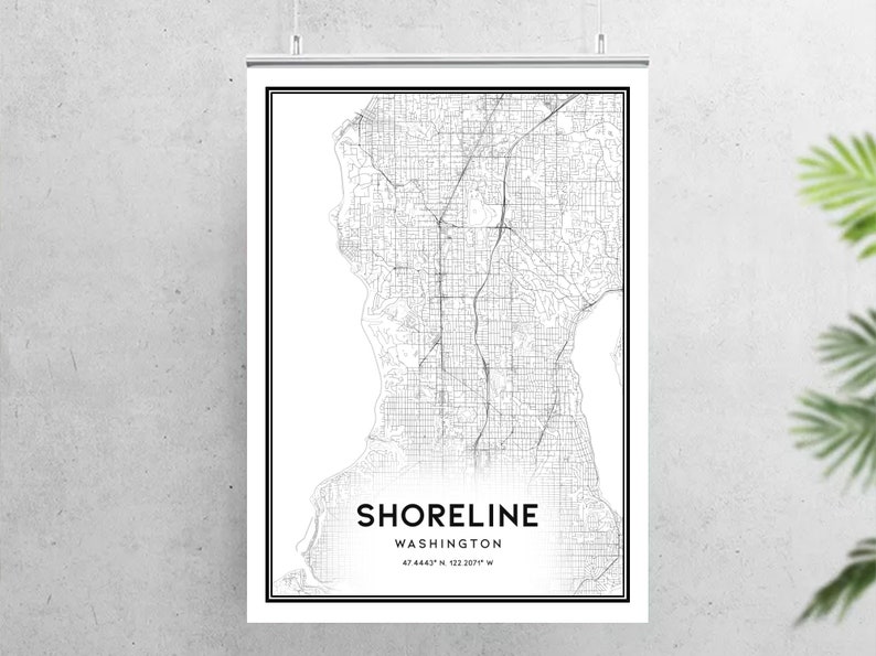 Shoreline Map Print, Shoreline Map Poster Wall Art, Wa City Map ...