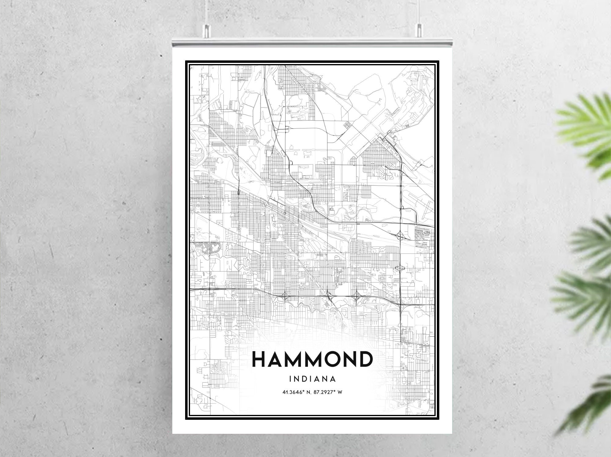 Hammond Map Print, Hammond Map Poster Wall Art, in City Map, Indiana ...