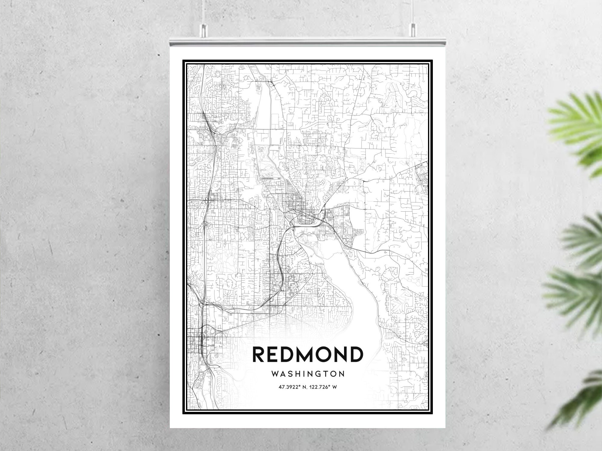 Redmond Map Print Redmond Map Poster Wall Art Wa City Map - Etsy