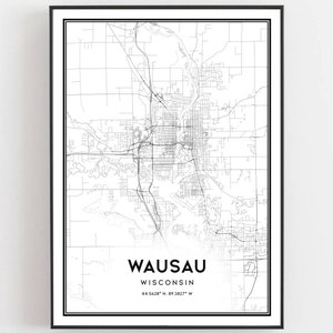 Wausau Map Print, Wausau Map Poster Wall Art, Wi City Map, Wisconsin ...