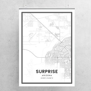 Surprise Map Print, Surprise Map Poster Wall Art, Az City Map, Arizona ...