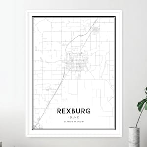 Rexburg Map Print, Rexburg Map Poster Wall Art, Id City Map, Idaho ...