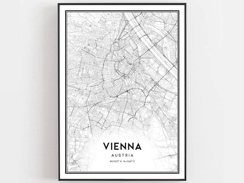 Vienna Map Print Vienna Map Poster Wall Art Vienna City Map - Etsy