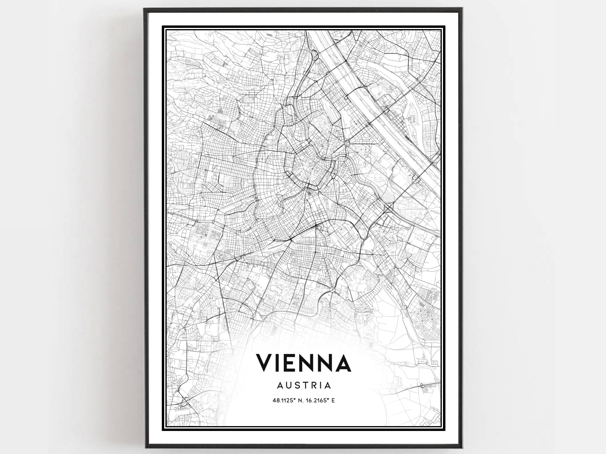 Vienna Map Print Vienna Map Poster Wall Art Vienna City Map - Etsy