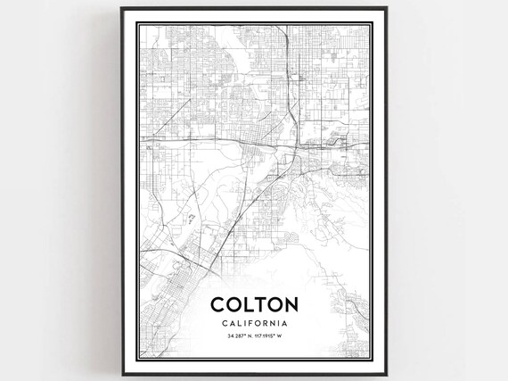 Colton Map Print Colton Map Poster Wall Art Ca City Map | Etsy