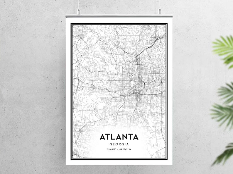 Atlanta Map Print Atlanta Map Poster Wall Art Ga City Map - Etsy