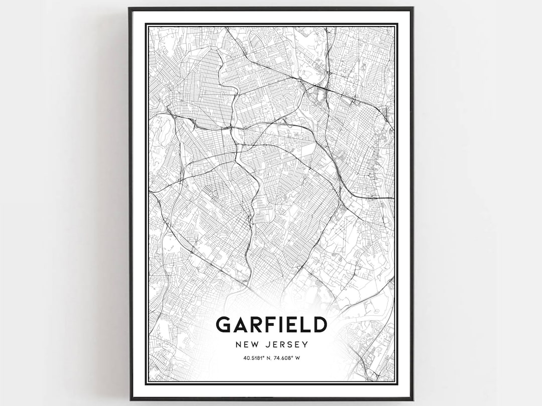 Garfield Map Print, Garfield Map Poster Wall Art, Nj City Map, New ...