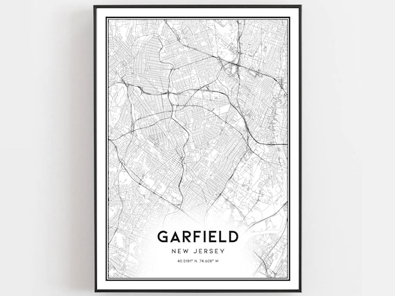 Garfield Map Print Garfield Map Poster Wall Art Nj City | Etsy