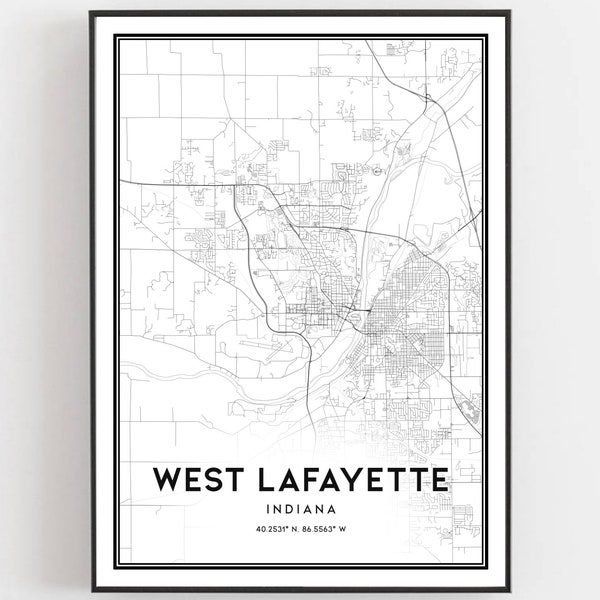 Purdue Map With Roads - Etsy