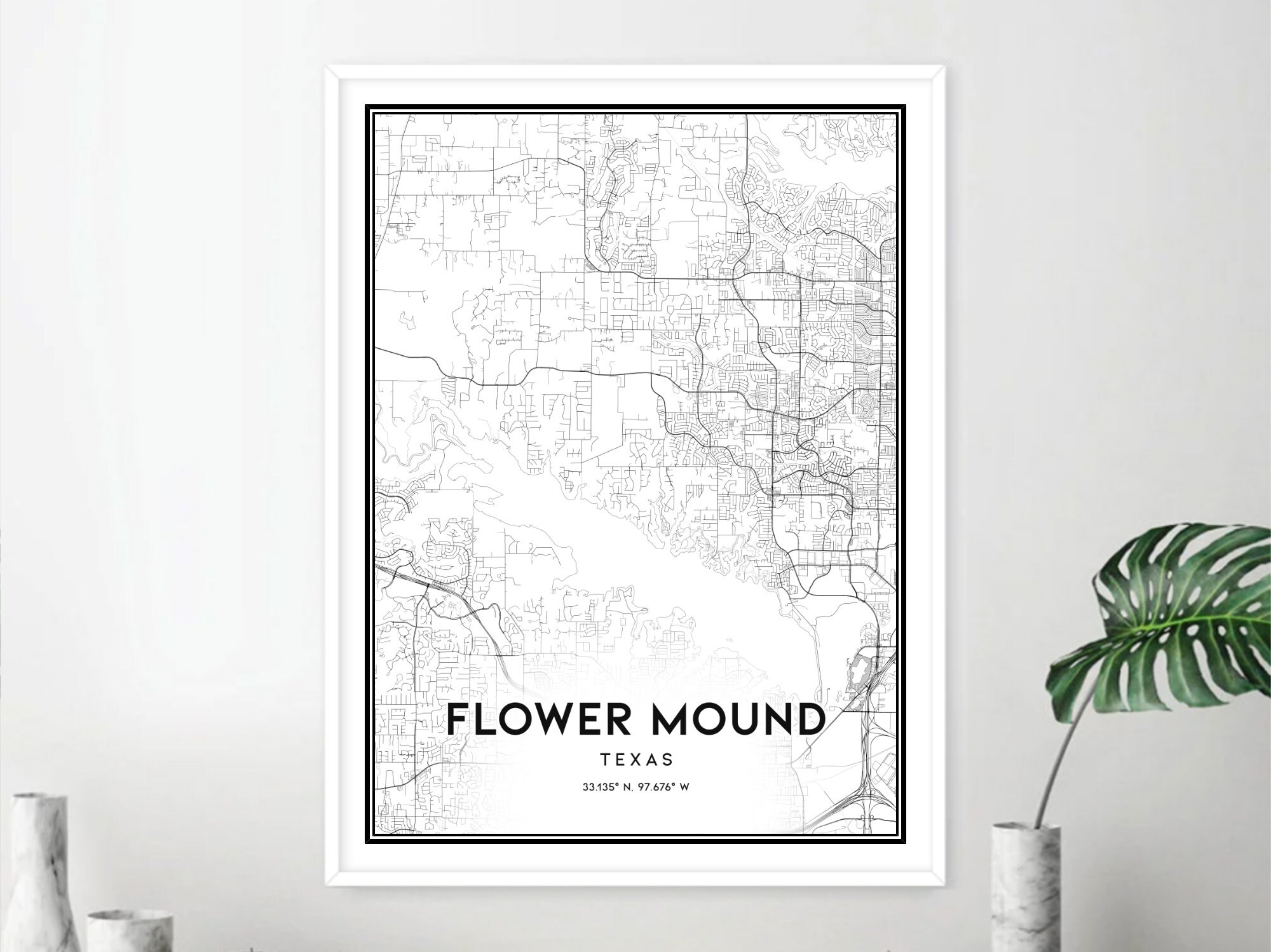 Flower Mound Map Print Flower Mound Map Poster Wall Art Tx - Etsy