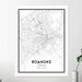 Roanoke Map Print, Roanoke Map Poster Wall Art, Va City Map, Virginia ...
