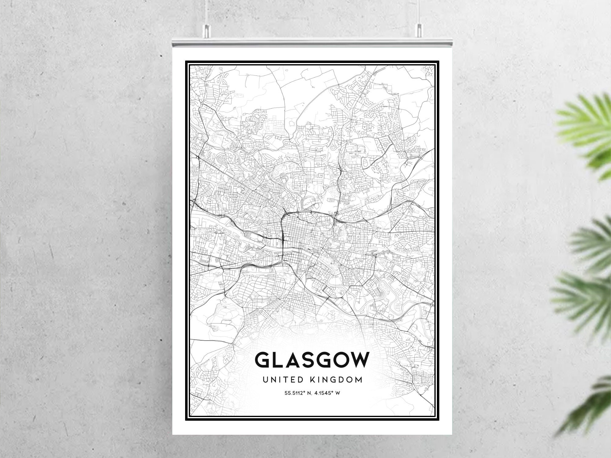 Glasgow Map Print, Glasgow Map Poster Wall Art, Glasgow City Map ...
