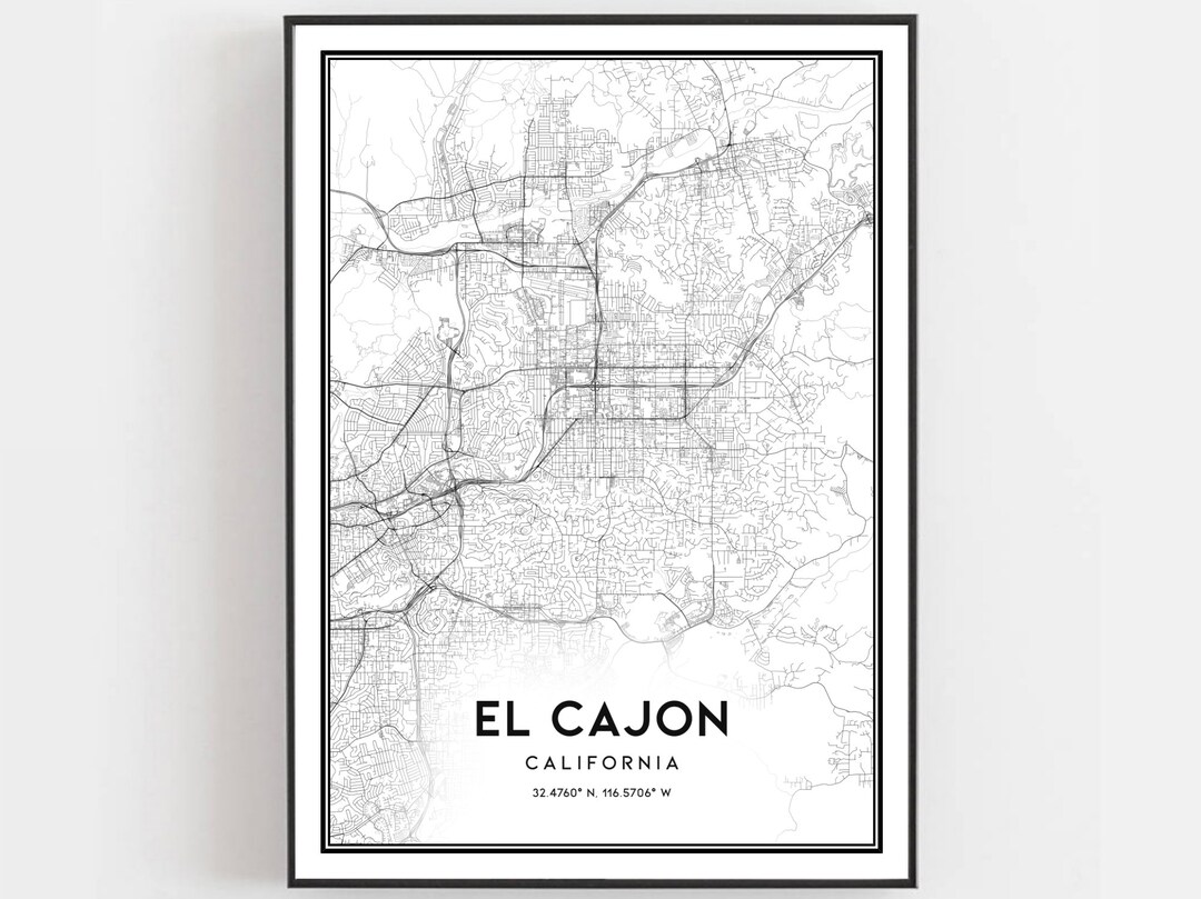 El Cajon Map Print, El Cajon Map Poster Wall Art, Ca City Map ...