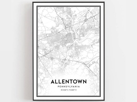 Allentown Map Print Allentown Map Poster Wall Art Pa City | Etsy