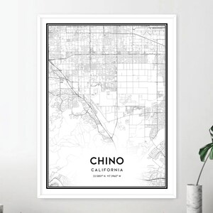 Chino Map Print, Chino Map Poster Wall Art, Ca City Map, California ...