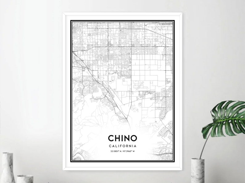 Chino Map Print, Chino Map Poster Wall Art, Ca City Map, California ...
