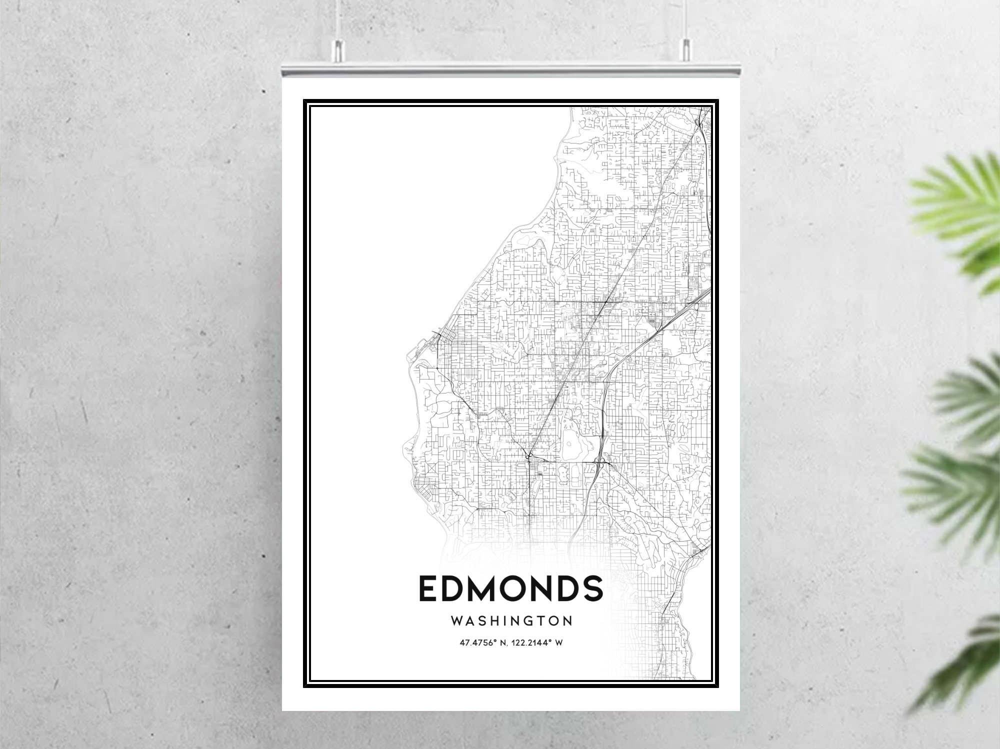 Edmonds Map Print Edmonds Map Poster Wall Art Wa City Map - Etsy
