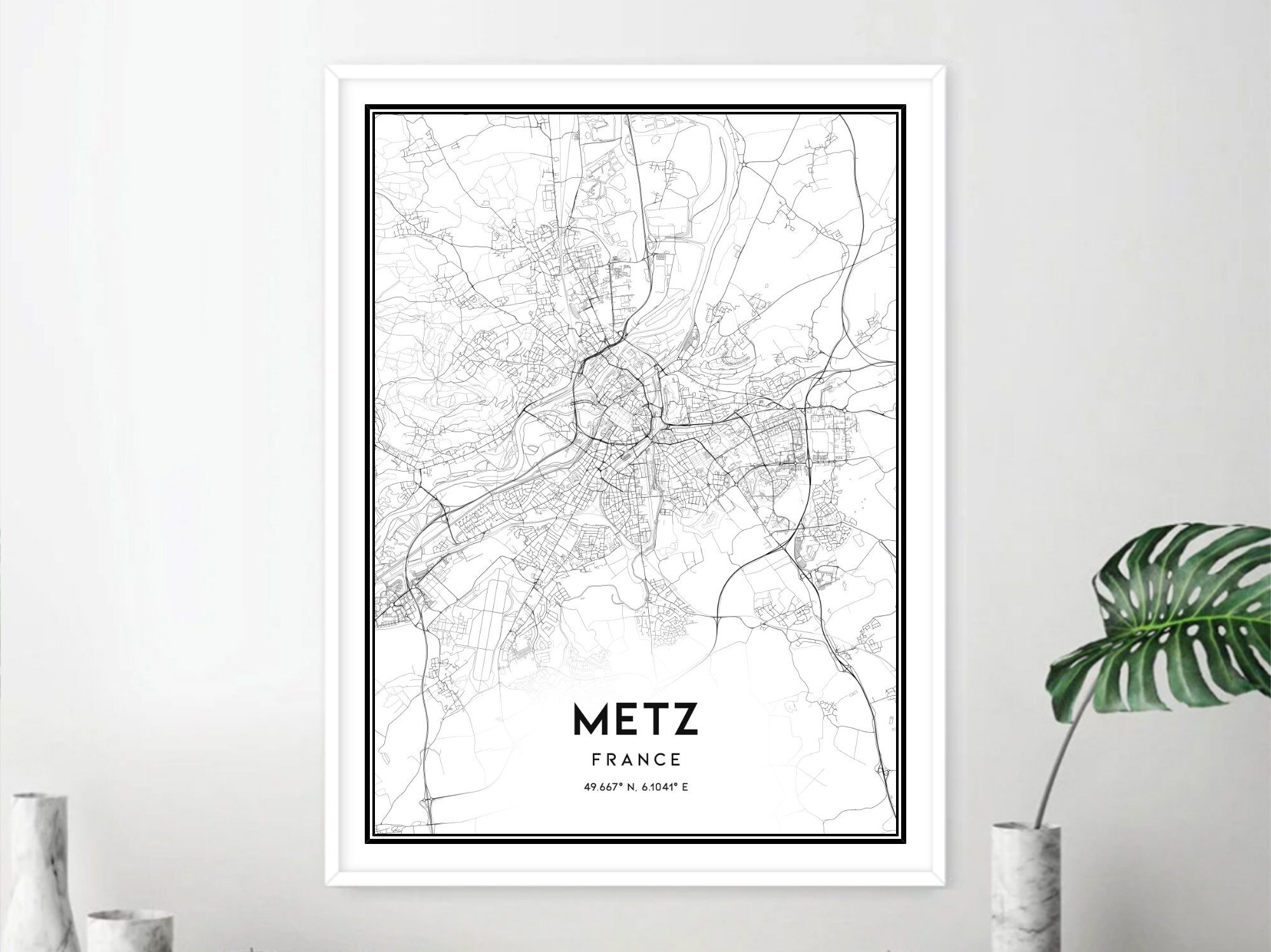 Metz Map Print Metz Map Poster Wall Art Metz City Map Metz | Etsy