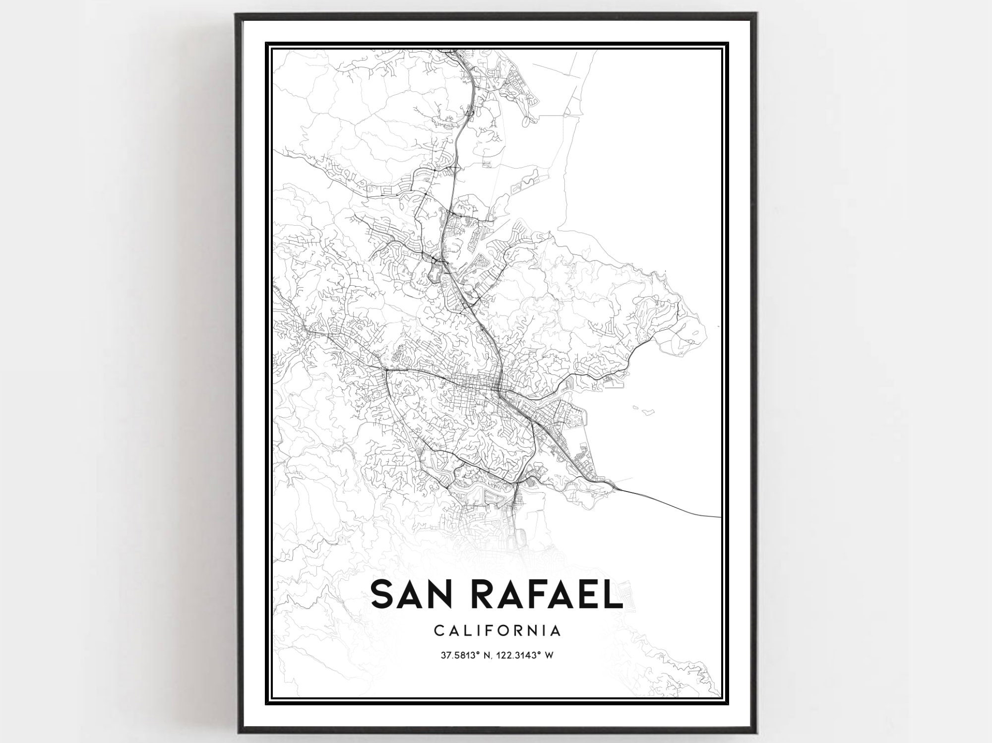 San Rafael Map Print, San Rafael Map Poster Wall Art, Ca City Map ...