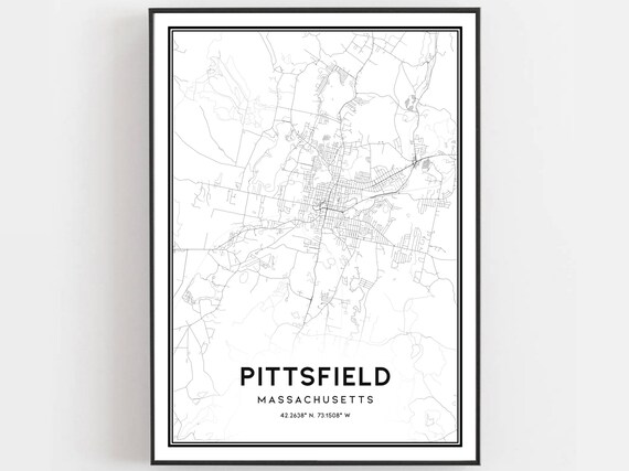 Pittsfield Map Print Pittsfield Map Poster Wall Art Ma City | Etsy