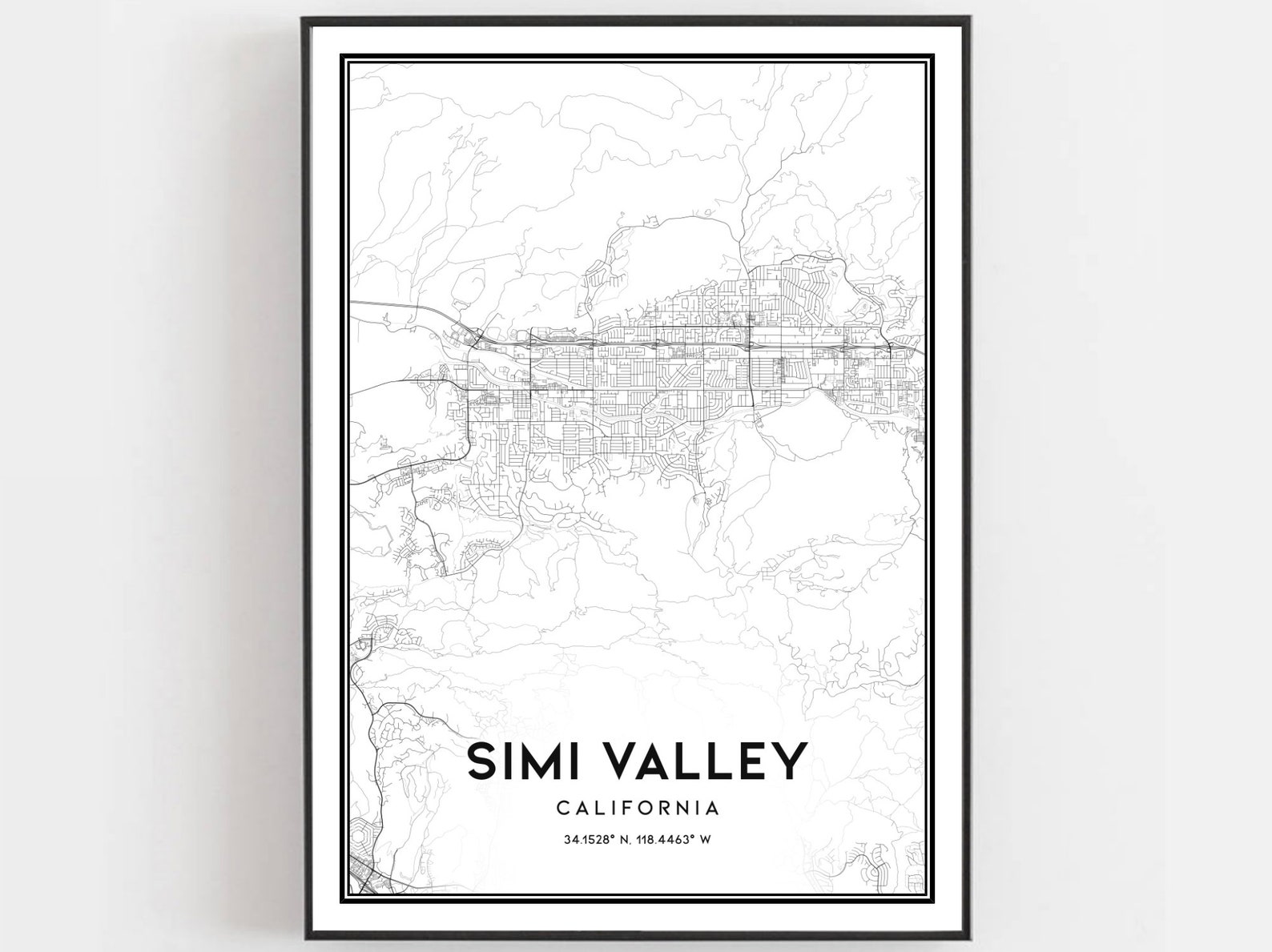Simi Valley Map Print Simi Valley Map Poster Wall Art Ca | Etsy