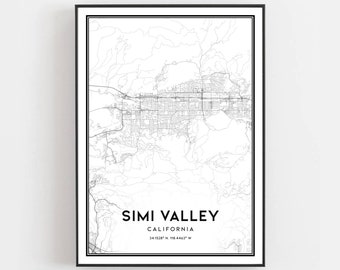 Simi Valley Map Print, Simi Valley Map Poster Wall Art, Ca City Map ...