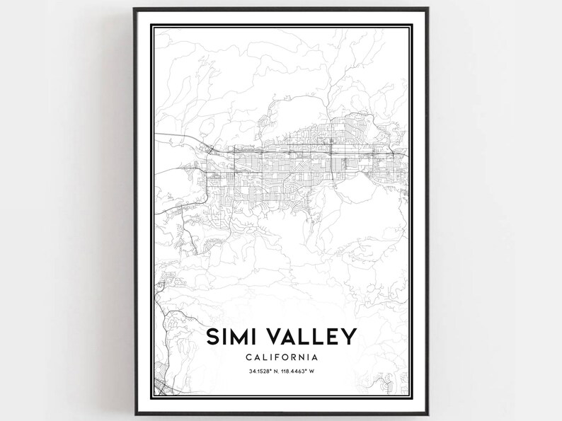 Simi Valley Map Print Simi Valley Map Poster Wall Art Ca | Etsy
