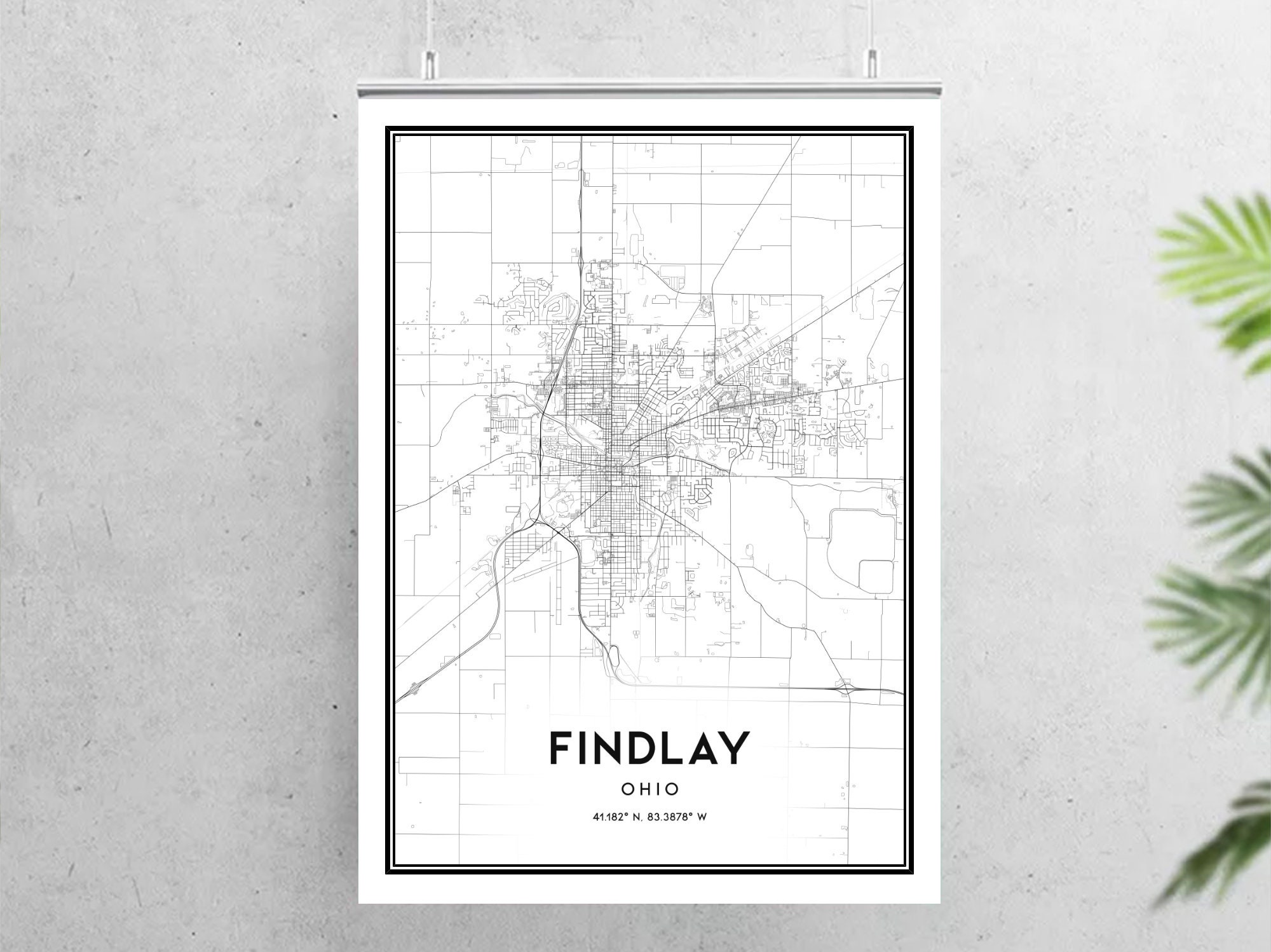 Findlay Map Print Findlay Map Poster Wall Art Oh City Map | Etsy