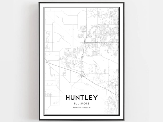 Huntley Map Print Huntley Map Poster Wall Art Il City Map | Etsy