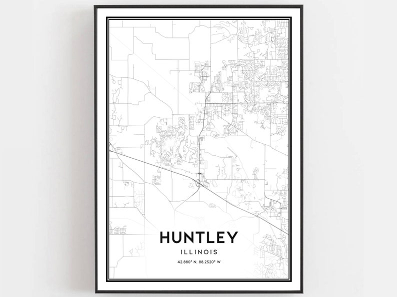 Huntley Map Print, Huntley Map Poster Wall Art, Il City Map, Illinois ...