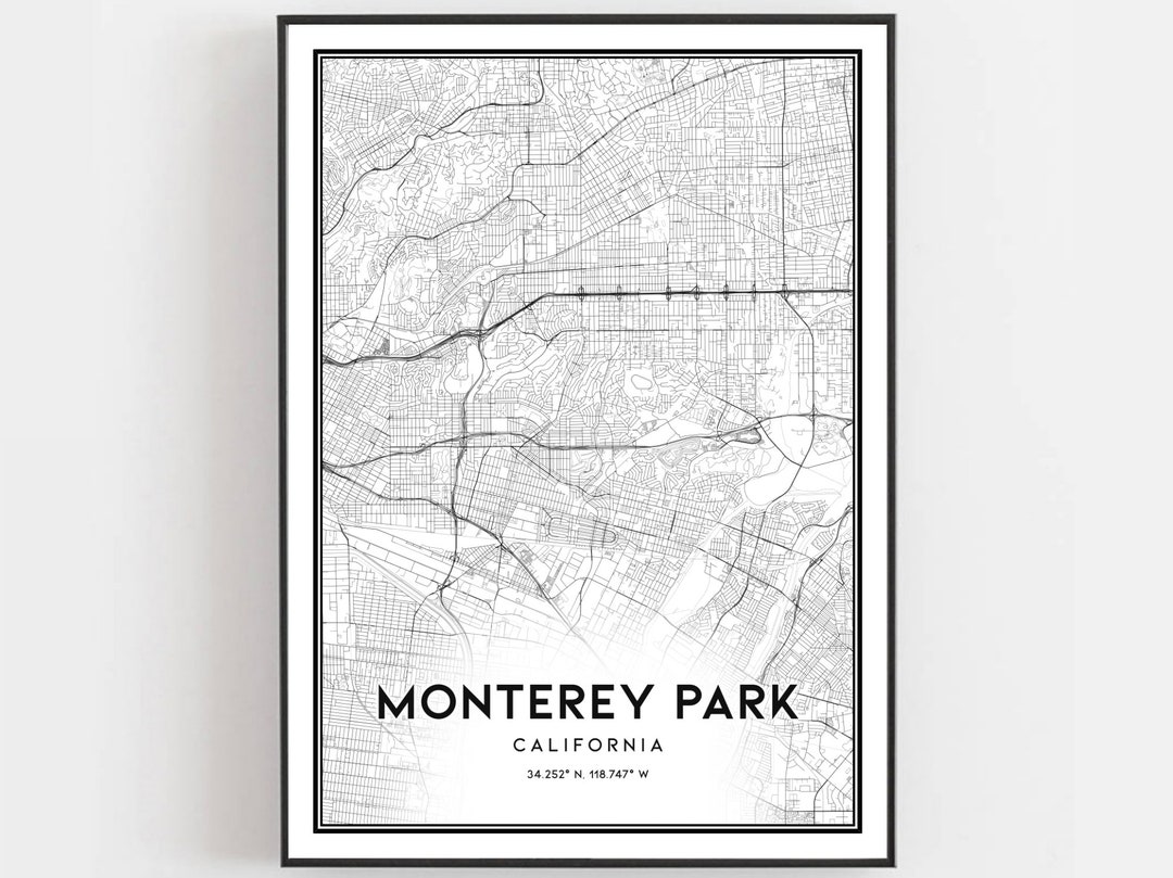 Monterey Park Map Print, Monterey Park Map Poster Wall Art, Ca City Map ...