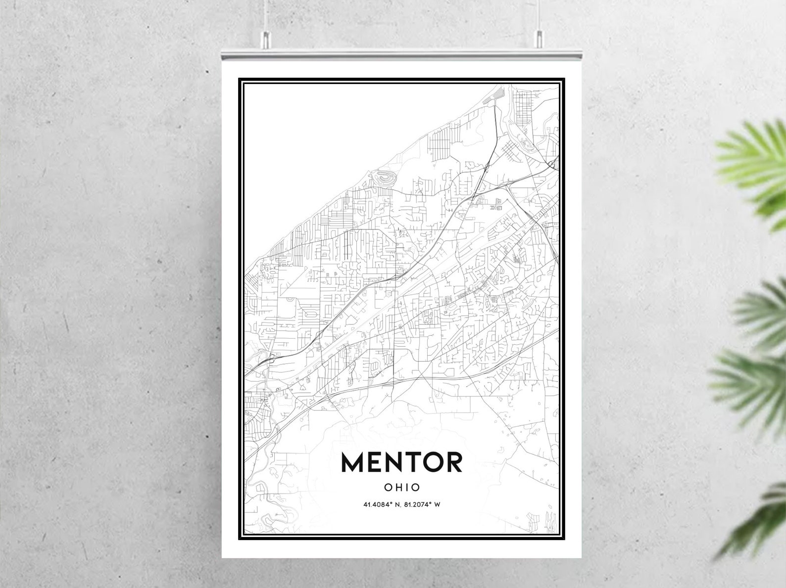 Mentor Map Print, Mentor Map Poster Wall Art, Oh City Map, Ohio Print ...