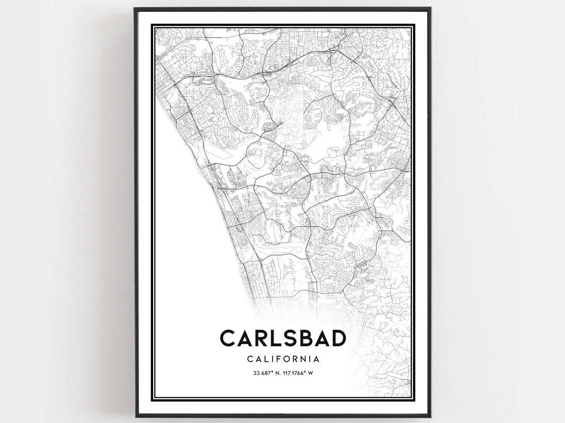 Carlsbad Map Print Carlsbad Map Poster Wall Art Ca City Map - Etsy